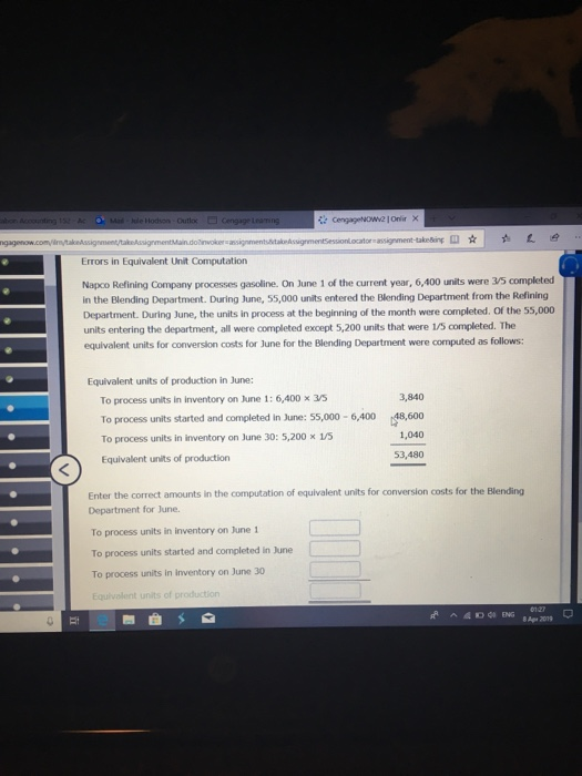 Errors In Equivalent Unit Computatiorn Napco Refining 