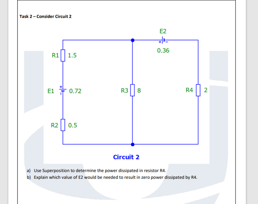 Solved Task 2 - Consider Circuit 2 Circuit 2 a) Use | Chegg.com