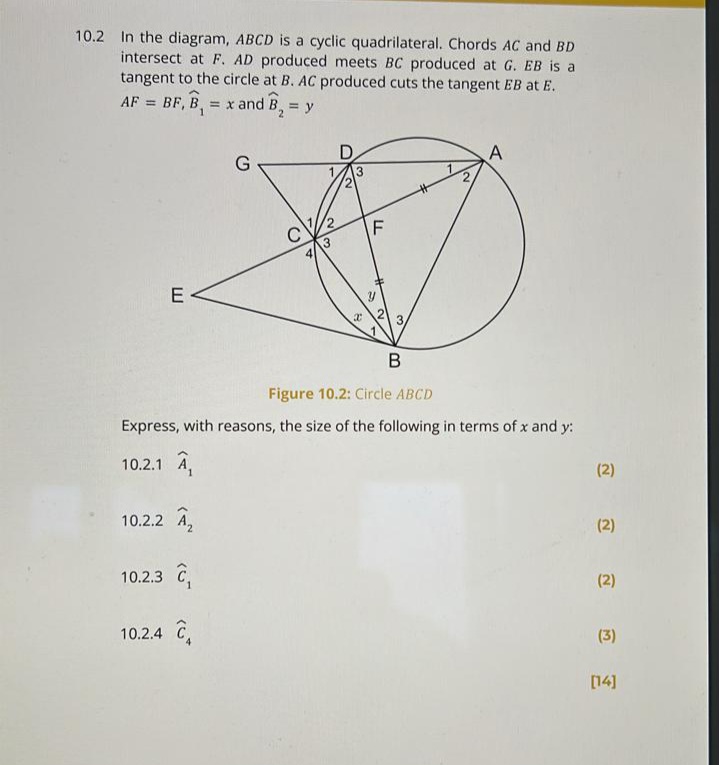 10.2 In the diagram, ABCD is a cyclic quadrilateral. | Chegg.com
