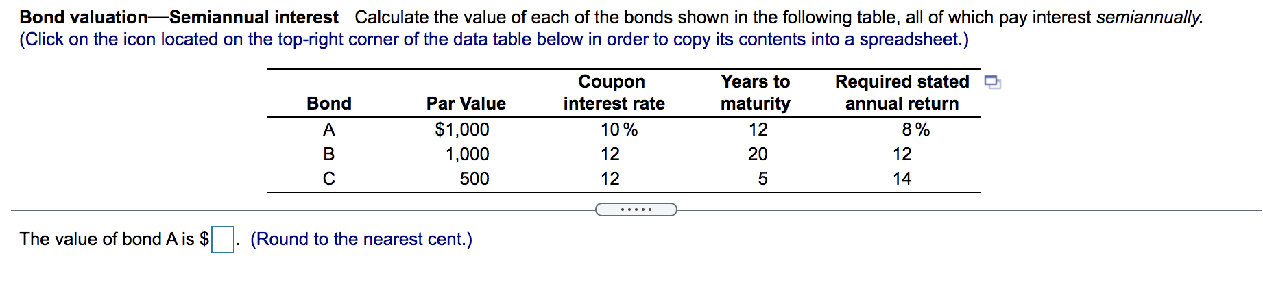 Solved Calculate the value of each of the bonds shown in | Chegg.com