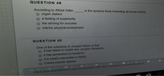 Solved QUESTION 49 According to Alfred Adler r, is the | Chegg.com Solved QUESTION 49 According to Alfred Adler r, is the | Chegg.com
