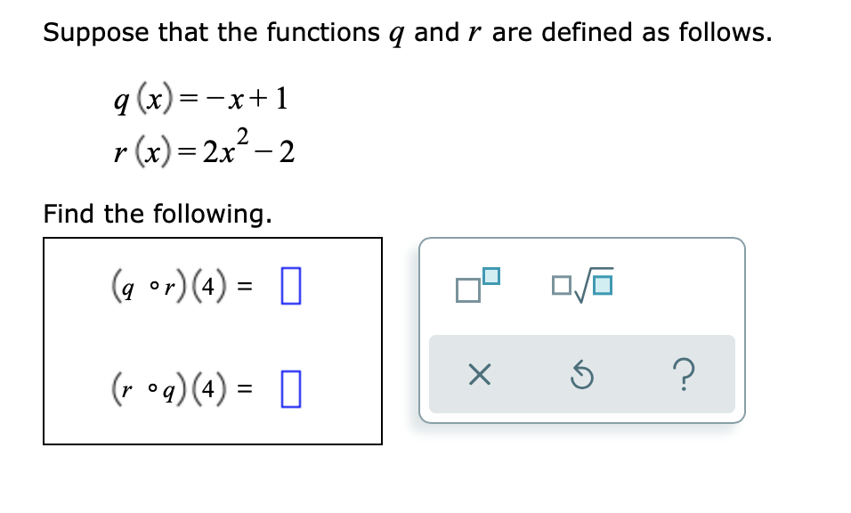 Solved Suppose that the functions q and r are defined as | Chegg.com