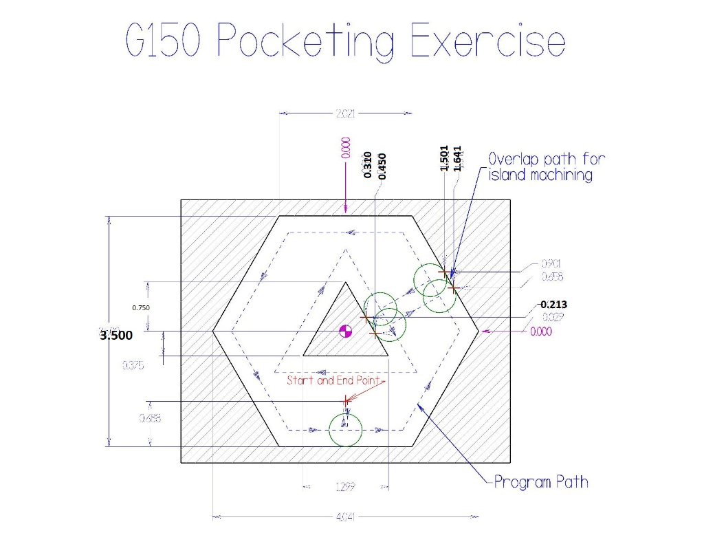 Solved I need help writing a G-code for this. G150 Pocketing | Chegg.com