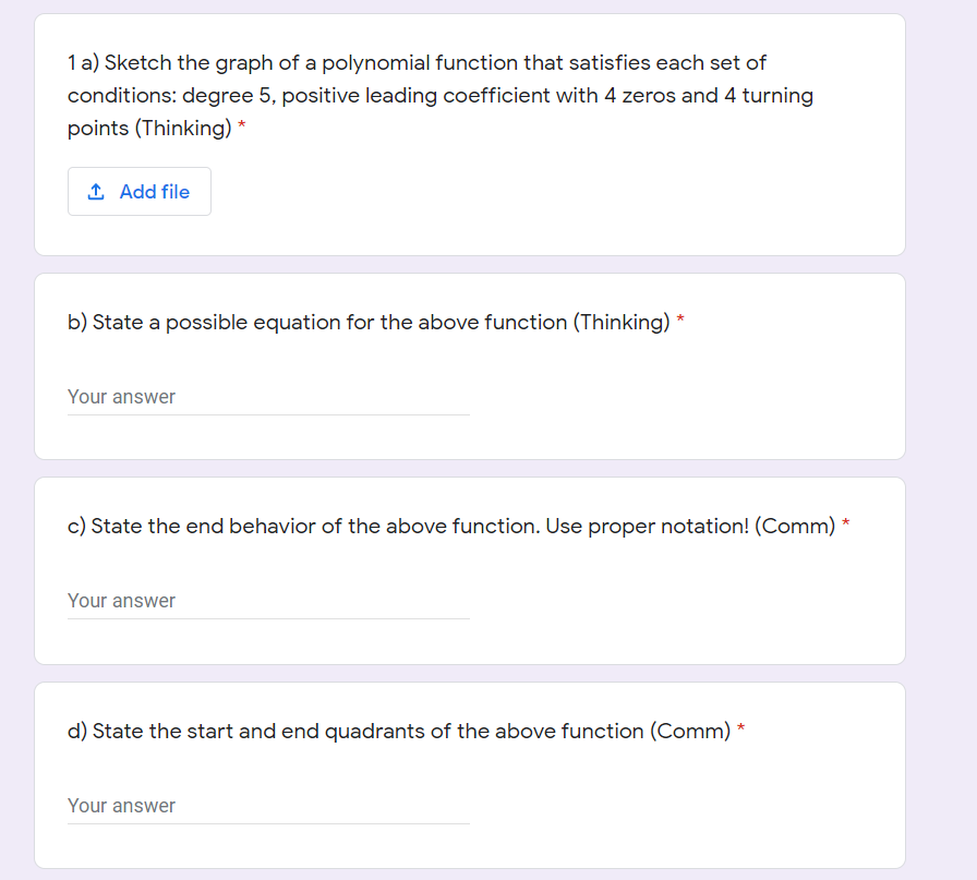 Solved 1 A Sketch The Graph Of A Polynomial Function That 6233