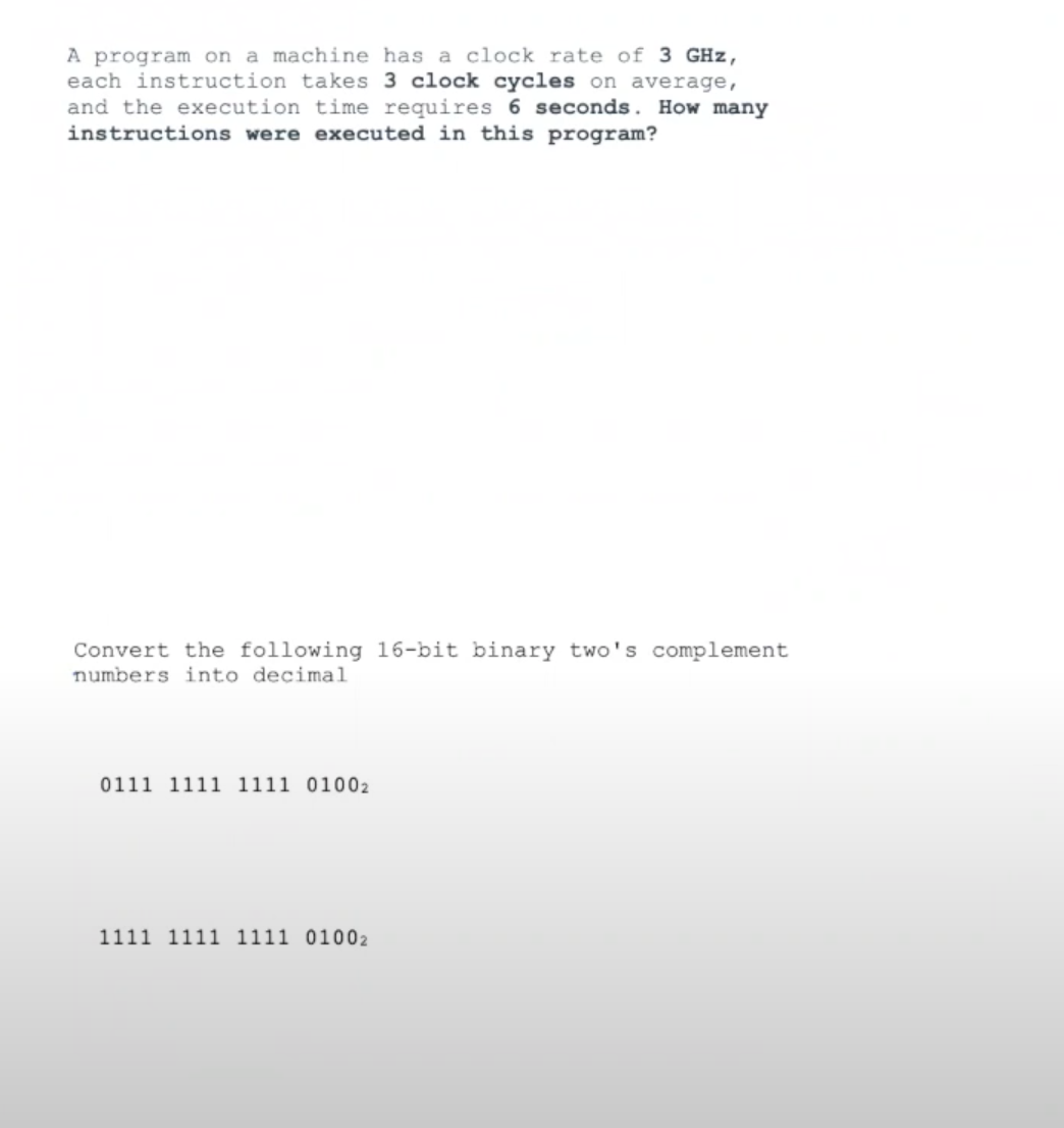 Solved A program on a machine has a clock rate of 3 GHz, | Chegg.com