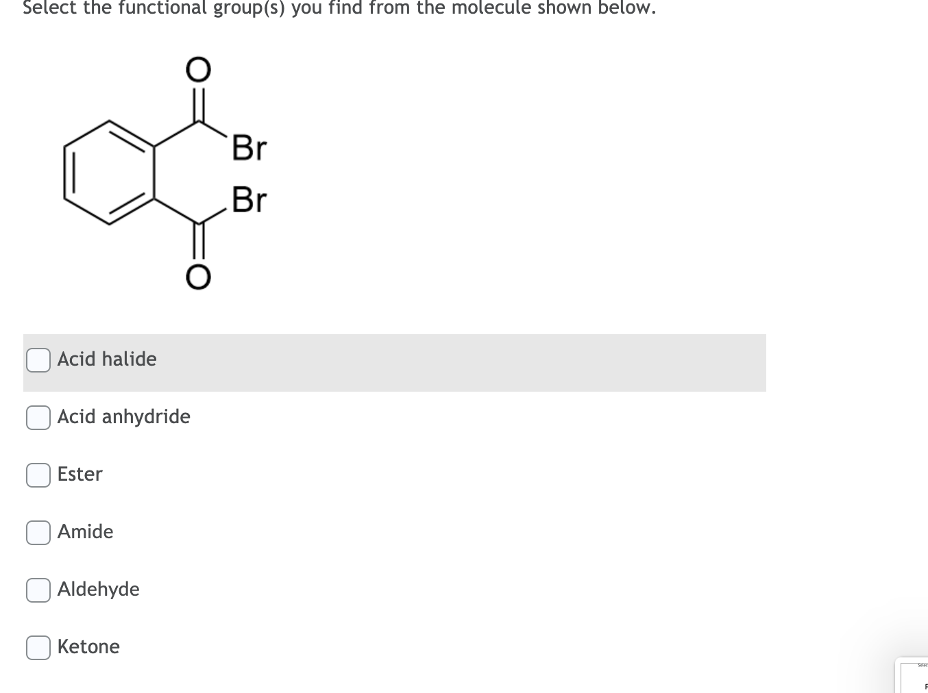 Solved Select the functional group(s) you find from the | Chegg.com