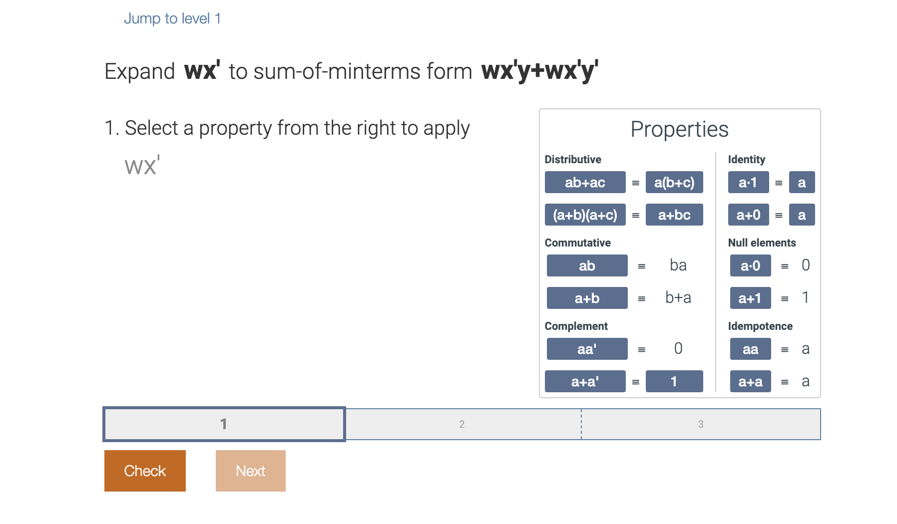 Solved Expand wx′ to sum-of-minterms form wx′y+wx′y′ 1. | Chegg.com