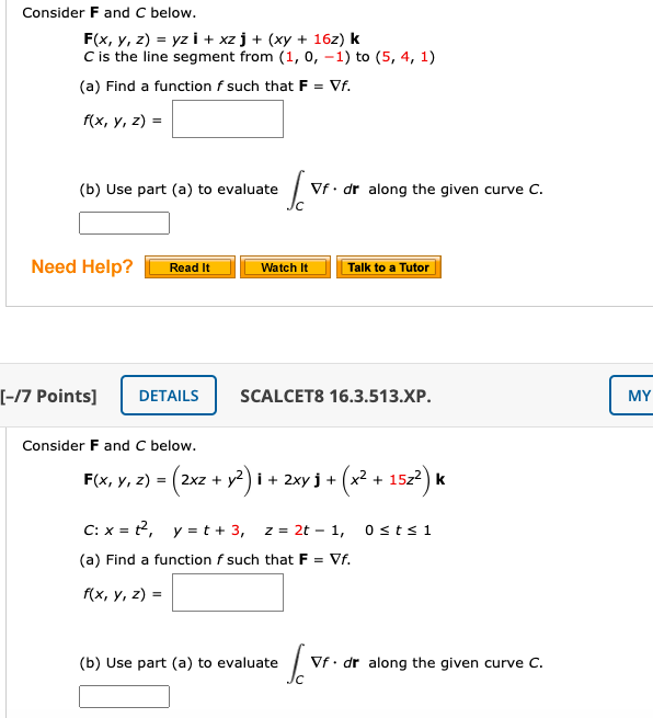 Solved Consider F And C Below F X Y Z Y2 I Xz J