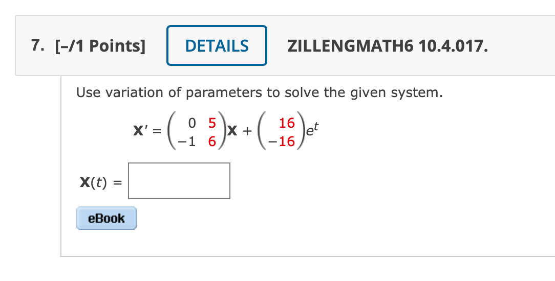 Solved Use variation of parameters to solve the given | Chegg.com