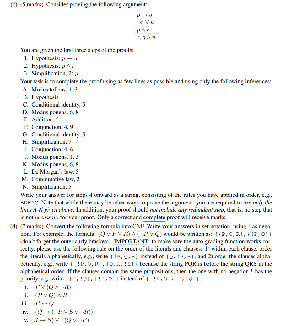 Solved (c) (5 marks) Consider proving the following | Chegg.com
