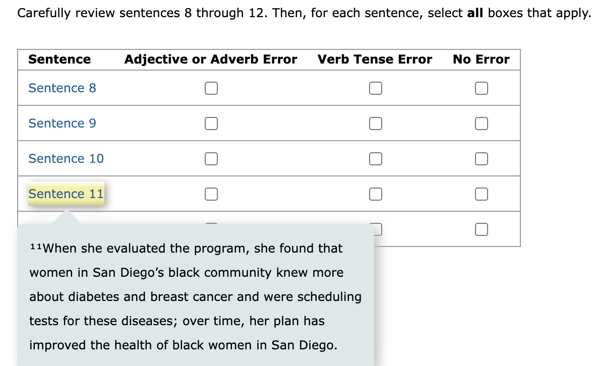 Solved Carefully review sentences 8 through 12. Then, for | Chegg.com