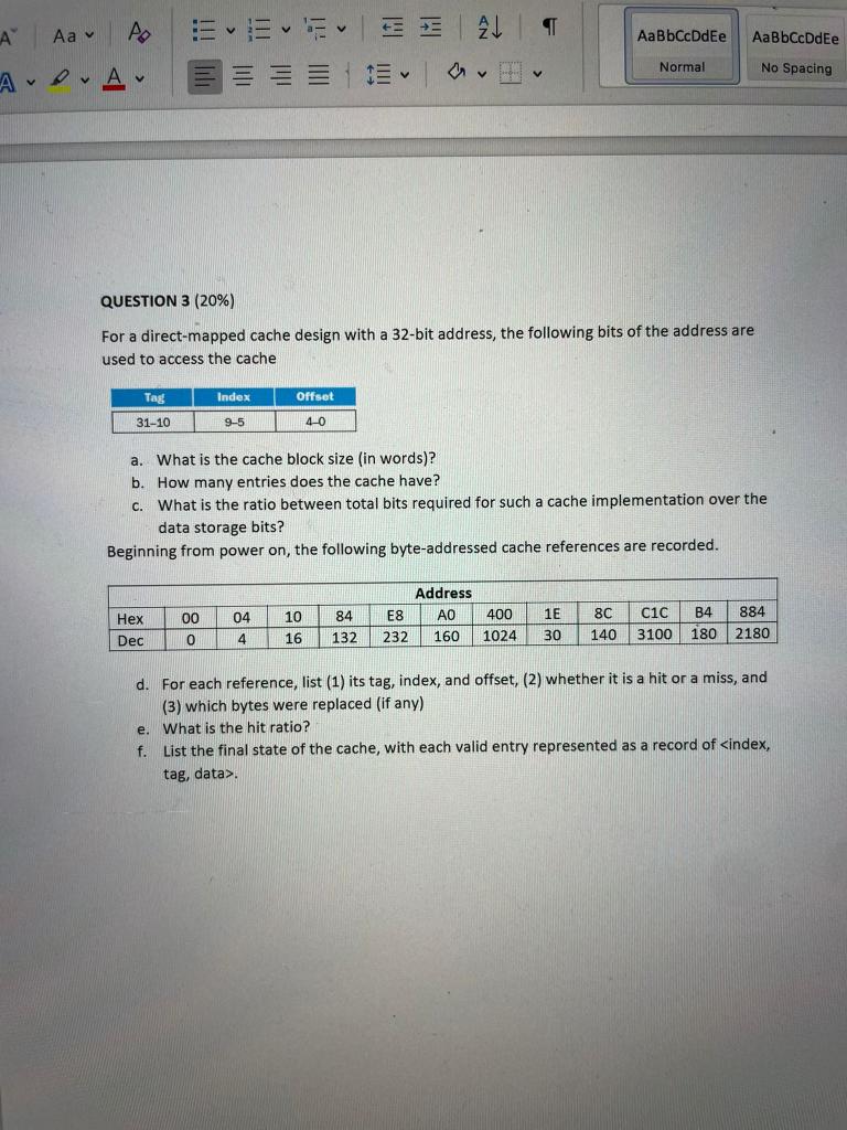 Solved For a direct-mapped cache design with a 32-bit | Chegg.com Solved For a direct-mapped cache design with a 32-bit | Chegg.com