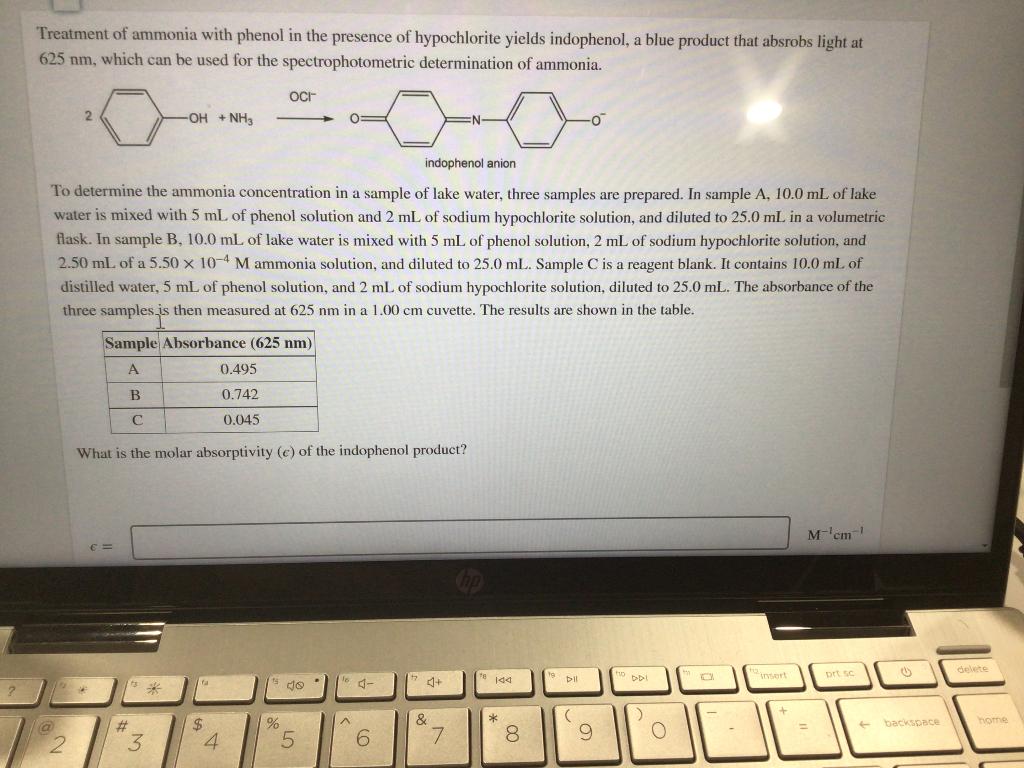 Solved Treatment of ammonia with phenol in the presence of | Chegg.com