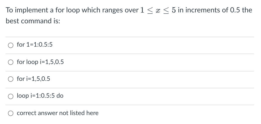 Solved To implement a for loop which ranges over 1