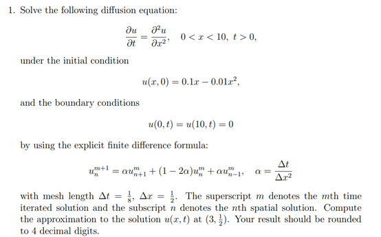 Solved Solve the following diffusion | Chegg.com