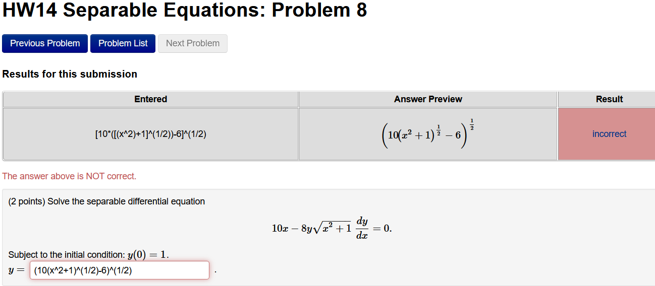 Solved HW16 Trigonometric Substitution: Problem 4 Previous | Chegg.com