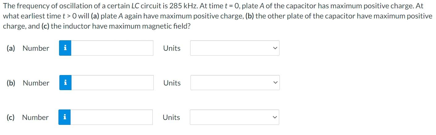 Solved The frequency of oscillation of a certain LC circuit | Chegg.com