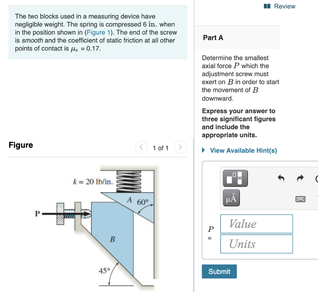 Solved The two blocks used in a measuring device have | Chegg.com