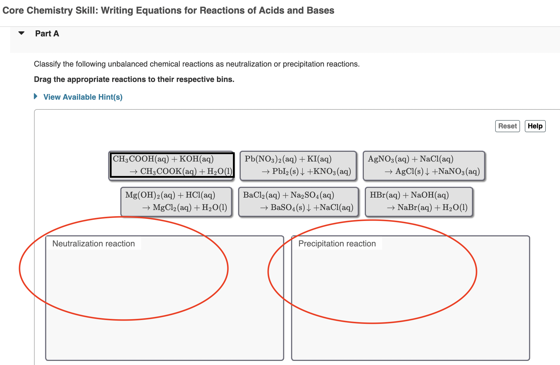 Solved Classify the following unbalanced chemical reactions | Chegg.com