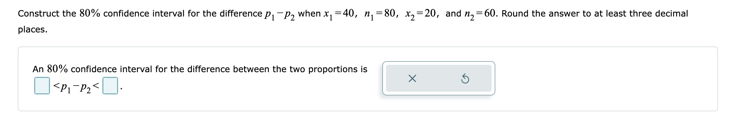 Solved Construct the 80% confidence interval for the | Chegg.com