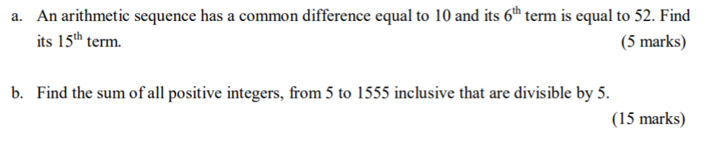 Solved a. An arithmetic sequence has a common difference | Chegg.com