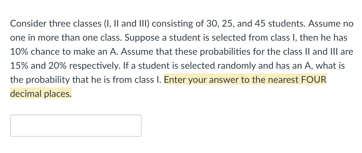 Solved Consider three classes (I, II and III) consisting of | Chegg.com