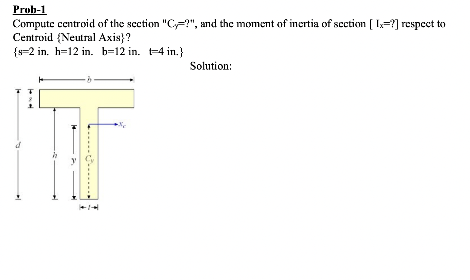 Solved Prob-1 Compute centroid of the section " C_(y)= ?", | Chegg.com