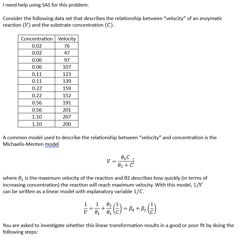 Solved I need help using SAS for this problem. Consider the | Chegg.com
