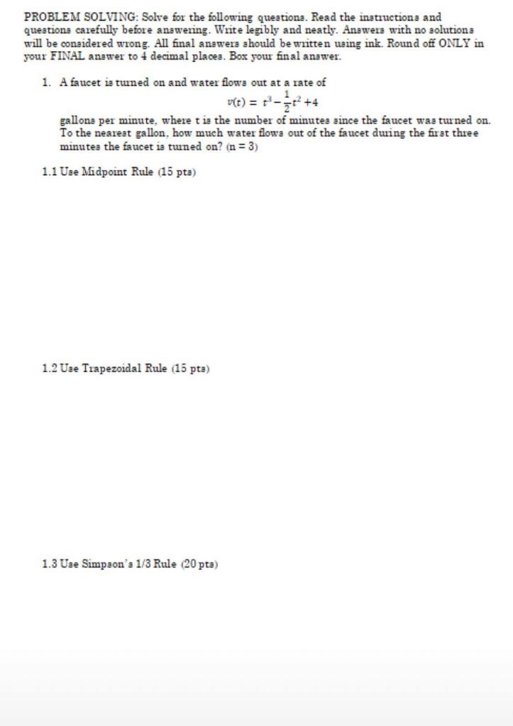 Solved PROBLEM SOLVING: Solve for the following questions. | Chegg.com