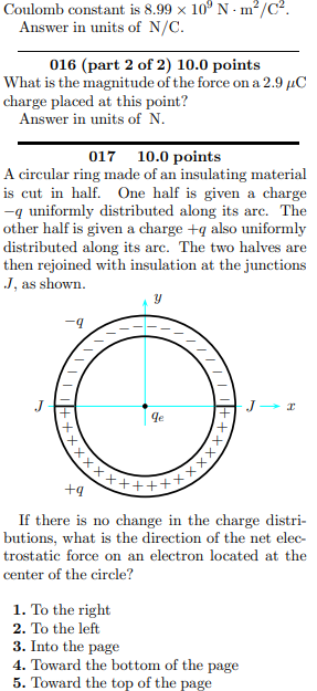 Solved 015 (part 1 of 2 ) 10.0 points Consider three charges | Chegg.com