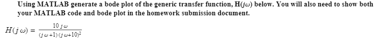 Solved Using MATLAB generate a bode plot of the generic | Chegg.com