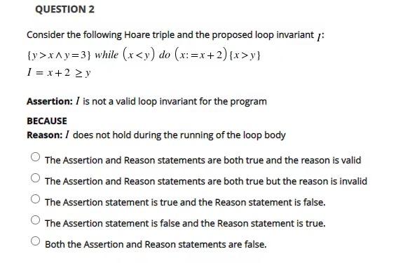 Solved QUESTION 2 Consider the following Hoare triple and | Chegg.com