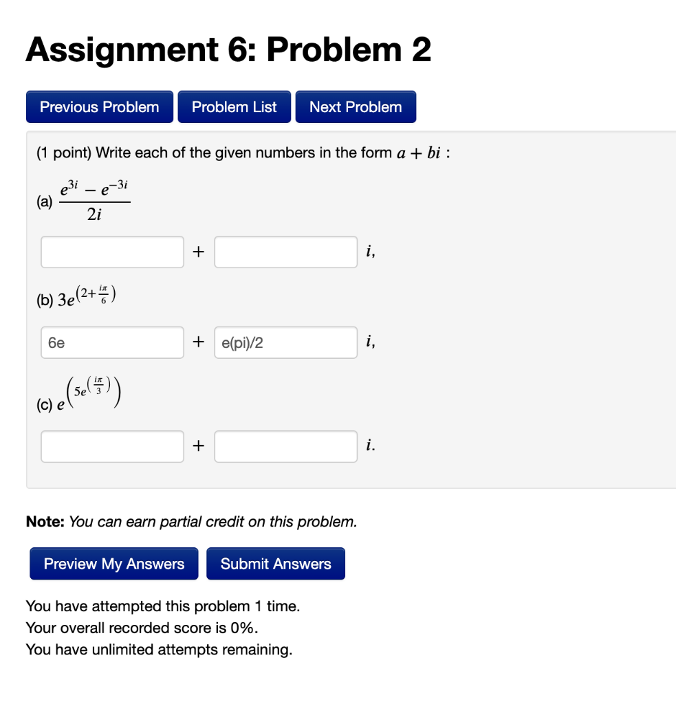 Solved (1 point) Write each of the given numbers in the form | Chegg.com