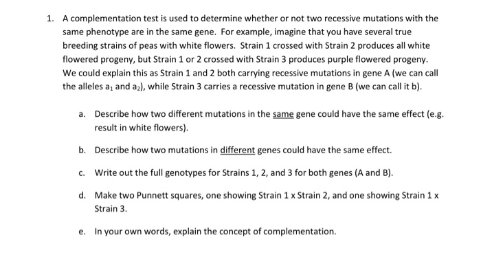 Solved A complementation test is used to determine whether | Chegg.com
