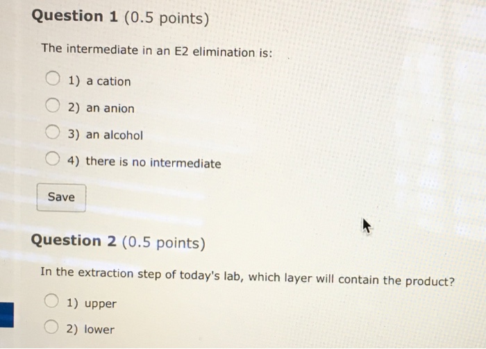 Solved The intermediate in an E2 elimination is: 1) a | Chegg.com