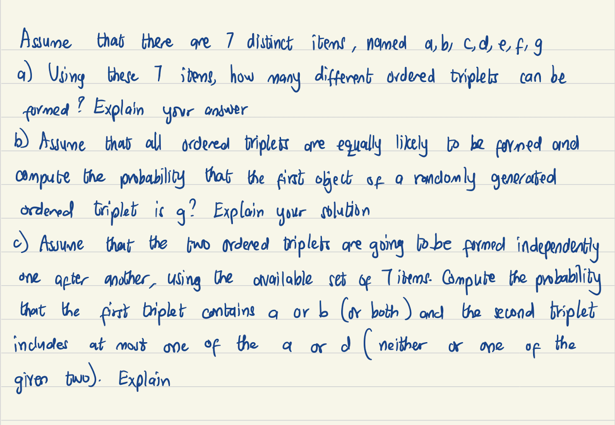 Solved Assume that there are 7 distinct itens, named | Chegg.com