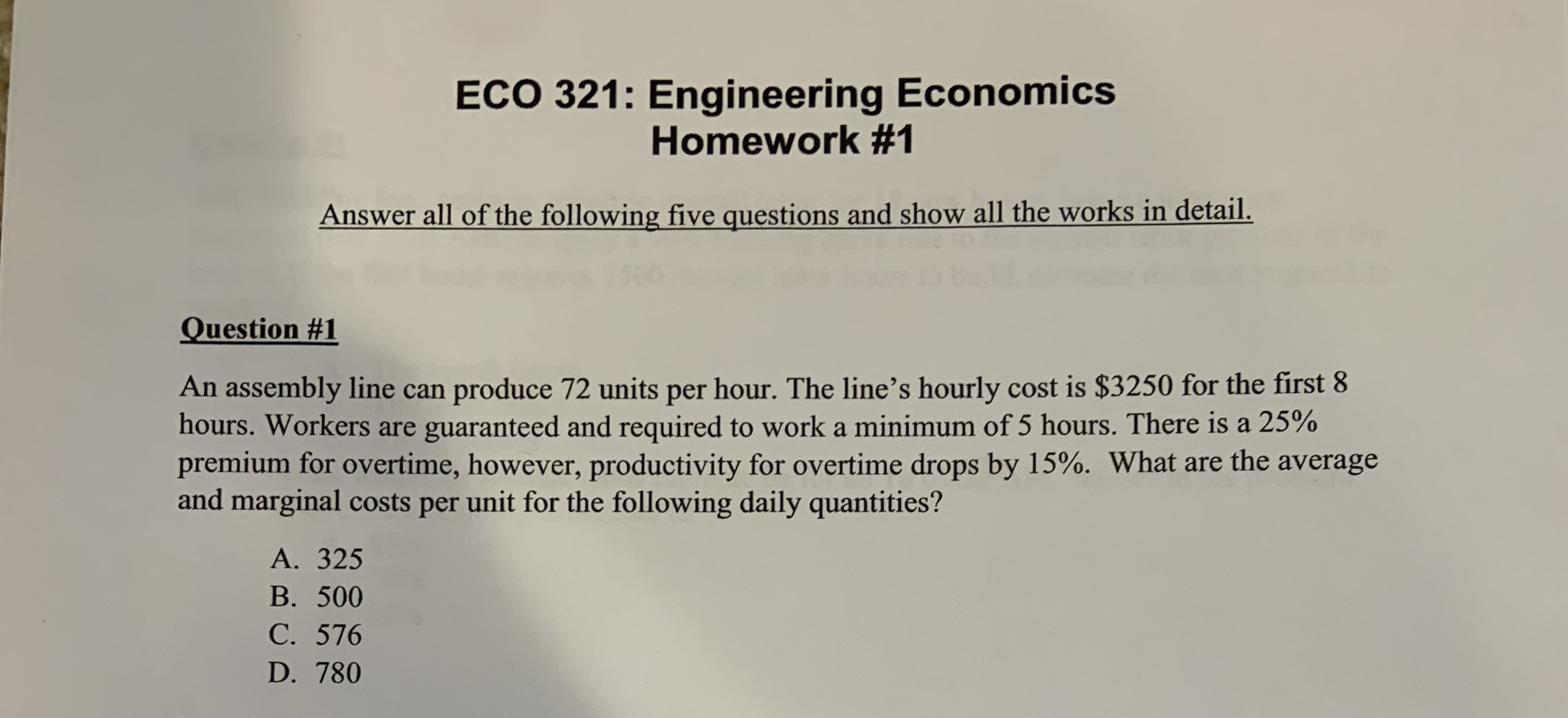 Solved Please answer the average and marginal cost per unit | Chegg.com