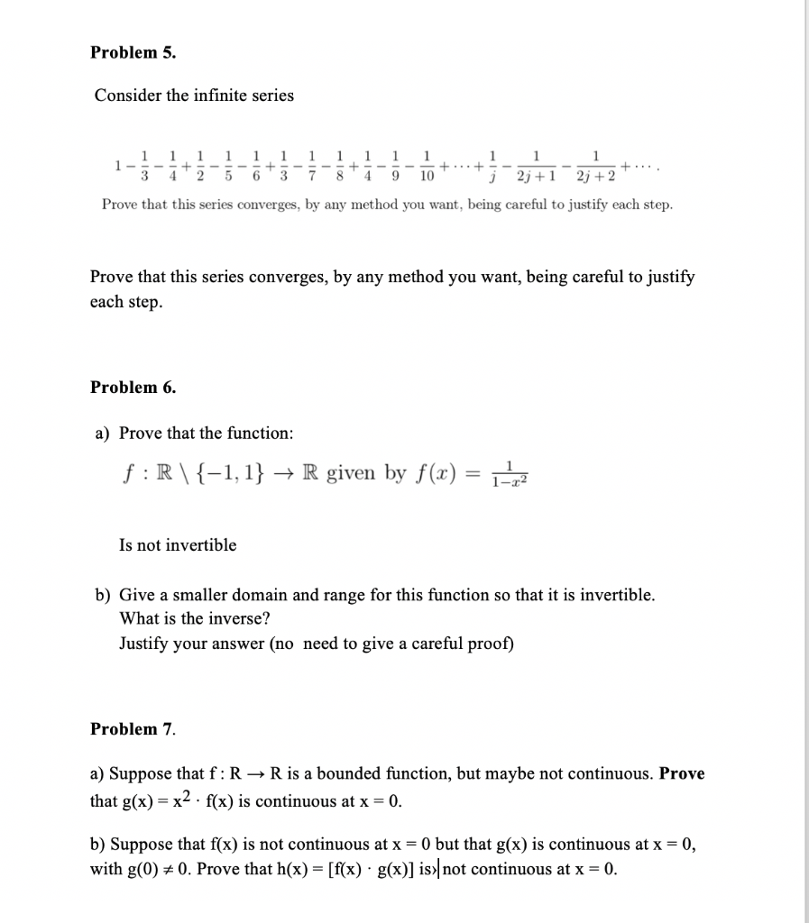 Solved Problem 5. Consider the infinite series 1 1 1 1 1 1 1 | Chegg.com