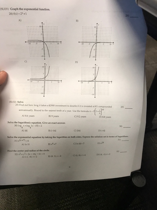 Solved Graph the exponential function. f(x) = 2^x + 1 Find | Chegg.com