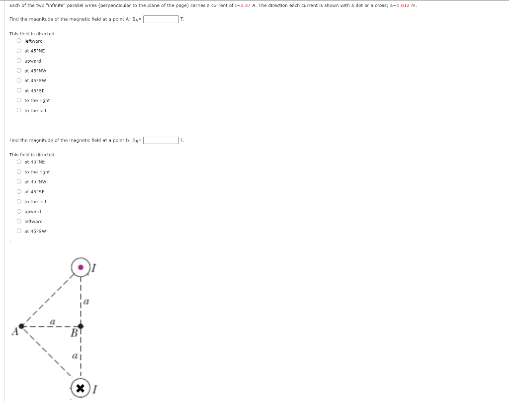 Solved Each of the two "infinite" parallel wires | Chegg.com