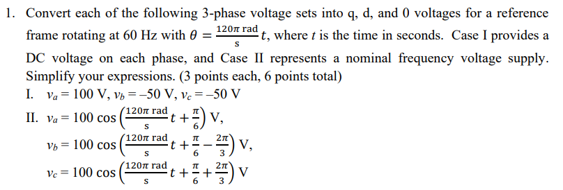 Solved Vq,Vd,V0 ; Synchronous reference frame | Chegg.com