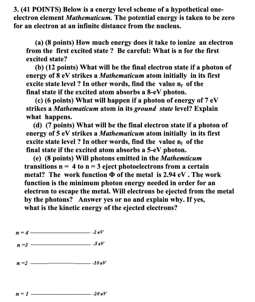Solved lectron element Mathematicum. The potential energy is | Chegg.com