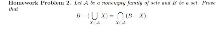 Solved Let A be a nonempty family of sets and B be a set. | Chegg.com