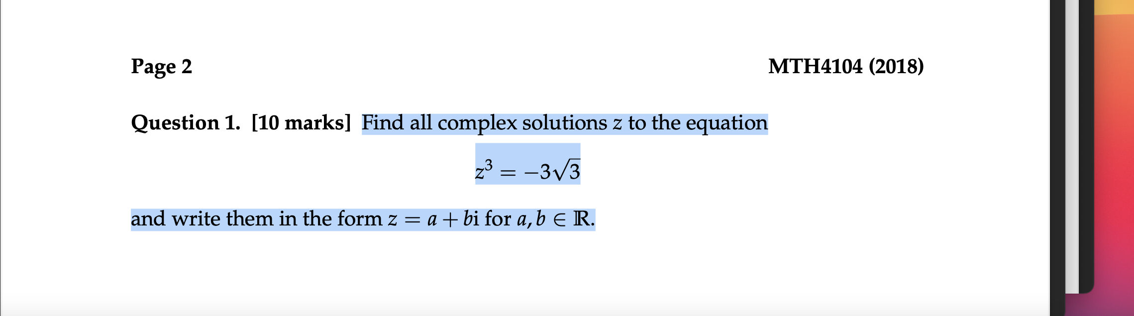 Solved Find all solutions to the complex polynomial equation | Chegg.com