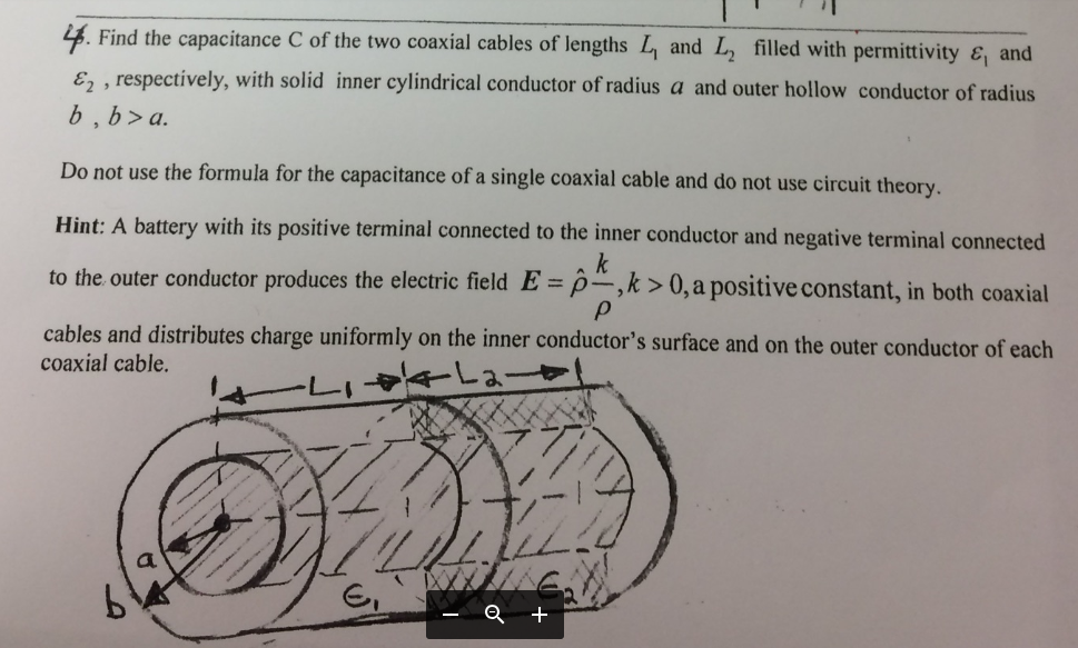 Solved . Find the capacitance C of the two coaxial cables of | Chegg.com