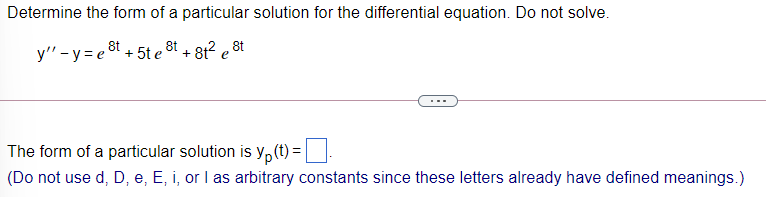 Solved Determine the form of a particular solution for the | Chegg.com