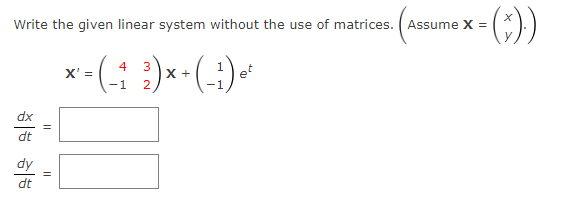 Solved Write the given linear system without the use of | Chegg.com