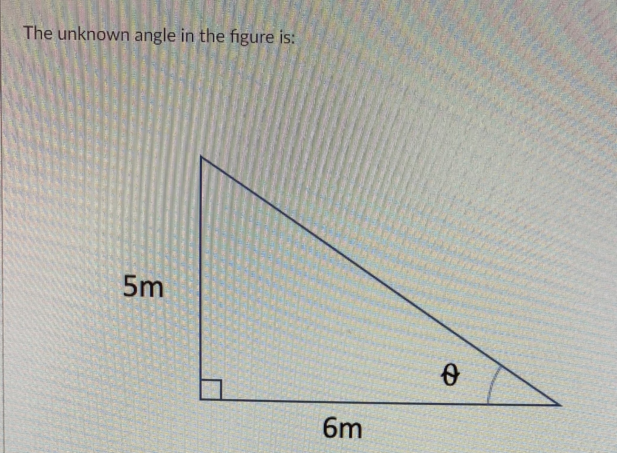 Solved The unknown angle in the figure is: | Chegg.com
