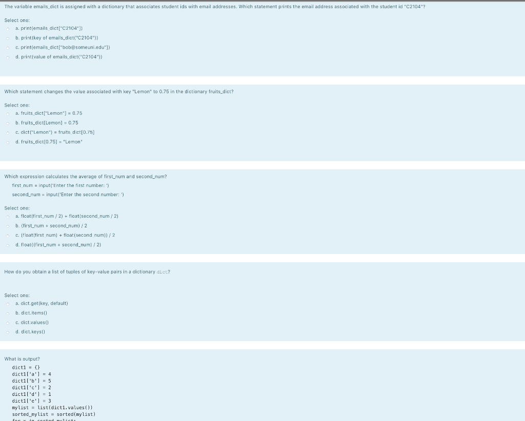 Solved The Variable Emails dict Is Assigned With A Chegg