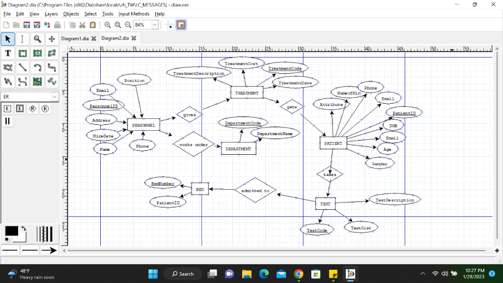 Solved Hello, Below is my E/R Diagram. I need to change two | Chegg.com